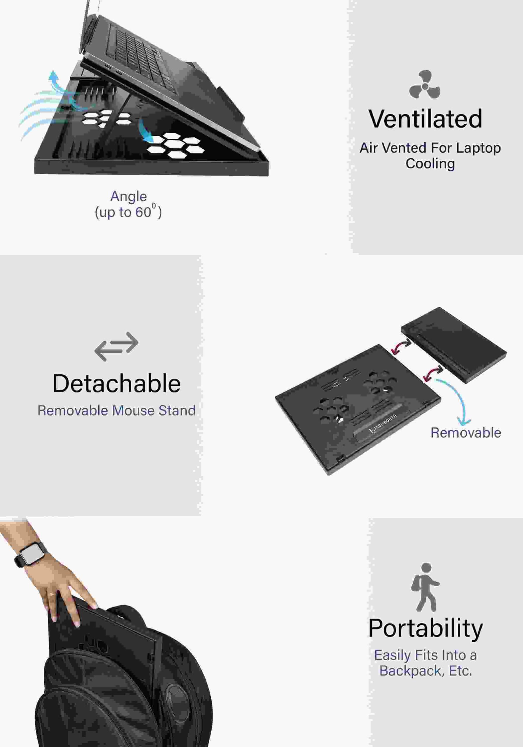 Techbooth Multi Purpose Laptop Stand Premium Quality - urbanstoreindia.com